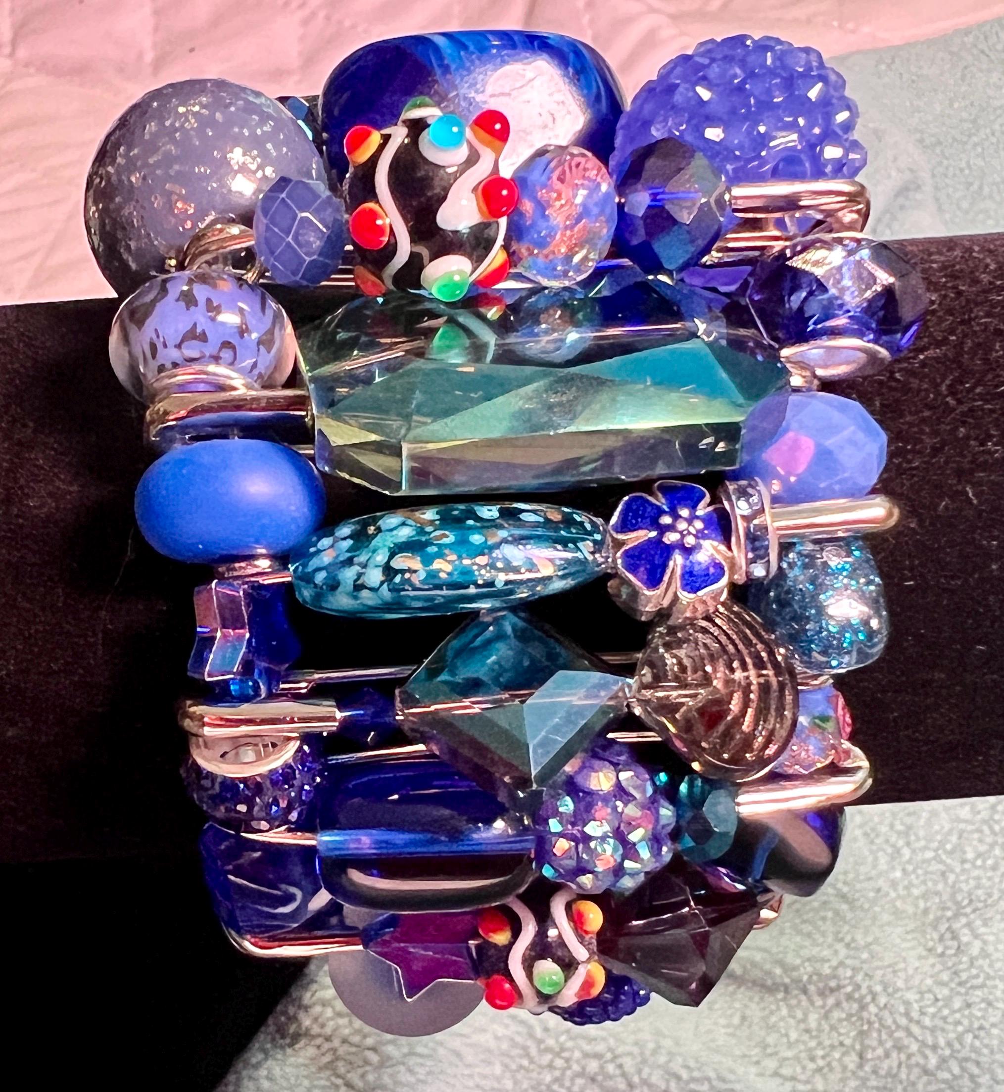 Funk & Chunky Handmade Dark Blue Safety Pin Bracelet Created From High ...