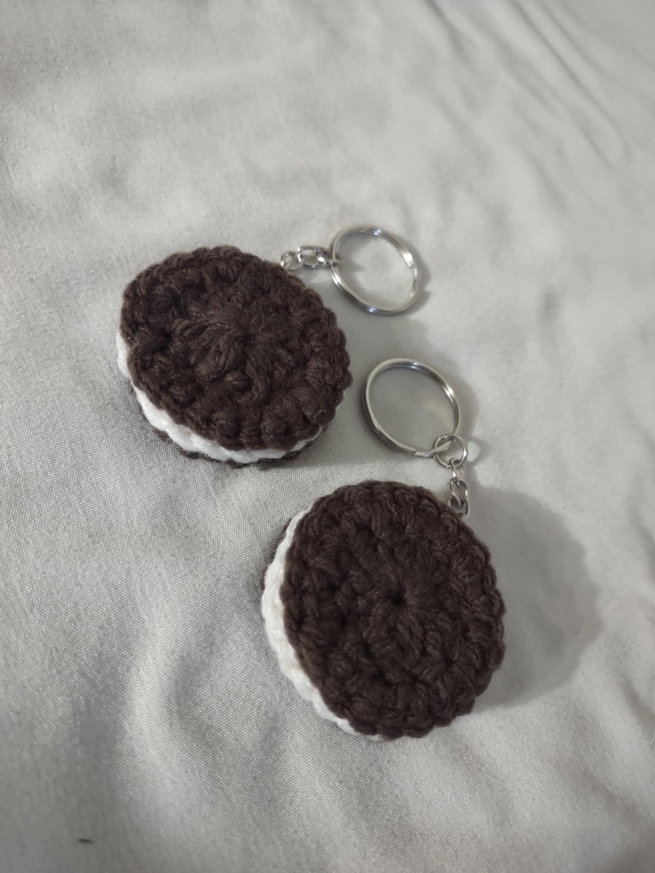 Crochet "oreo Cookie" Keychain - Etsy