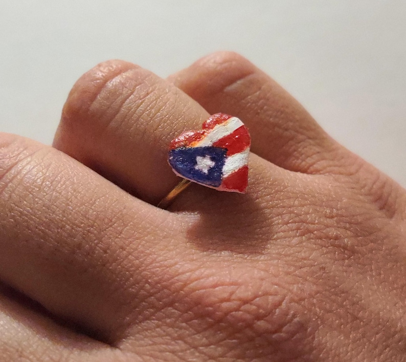 Puerto Rican Flag-heart Shaped Ring - Etsy