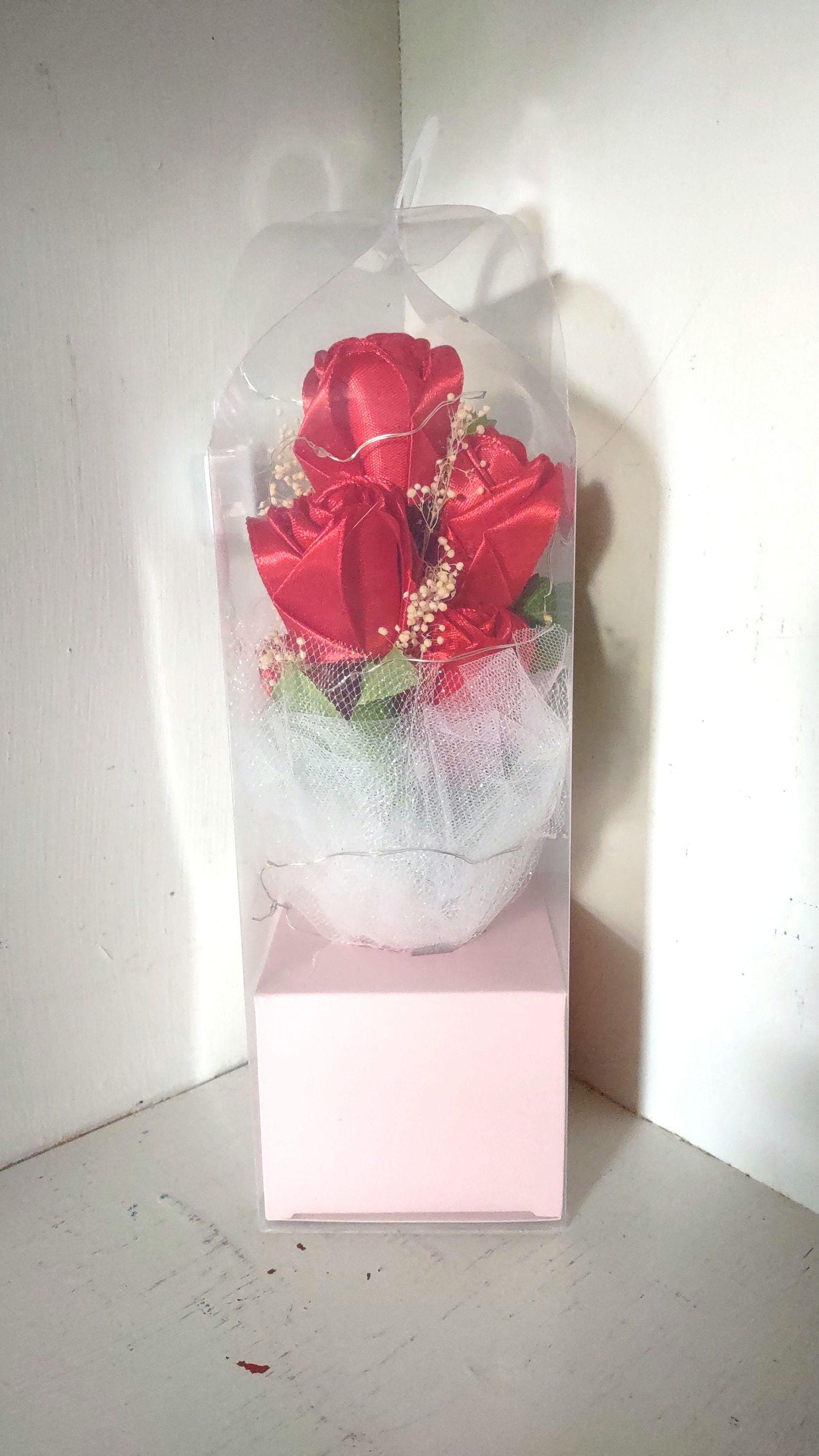 6 Piece Red Rose Bouquet in Pink Box - Etsy