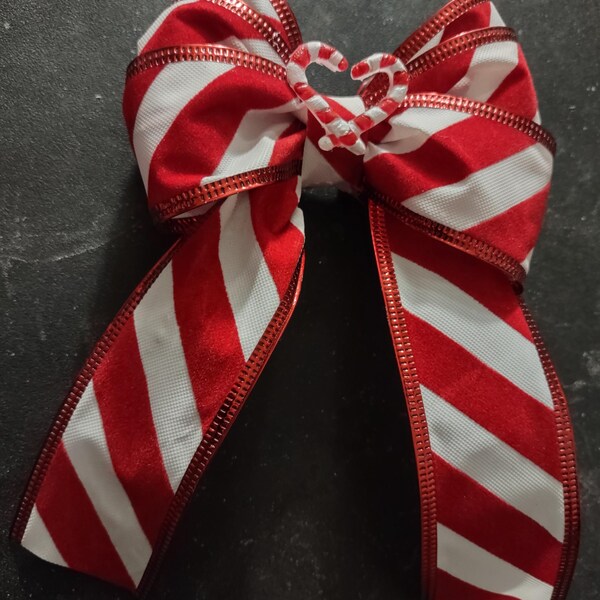 Candy Cane Hair Bow - Etsy