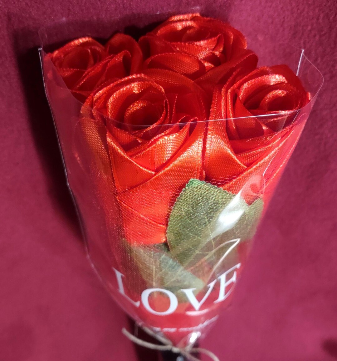 4 Piece Red Rose Bouquet - Etsy