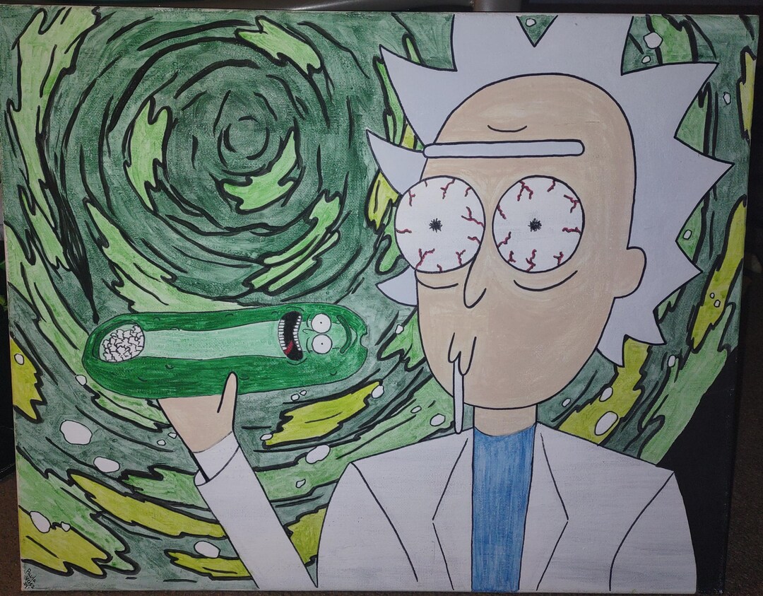 Rick Smoking Pickle Rick- Painting - Etsy