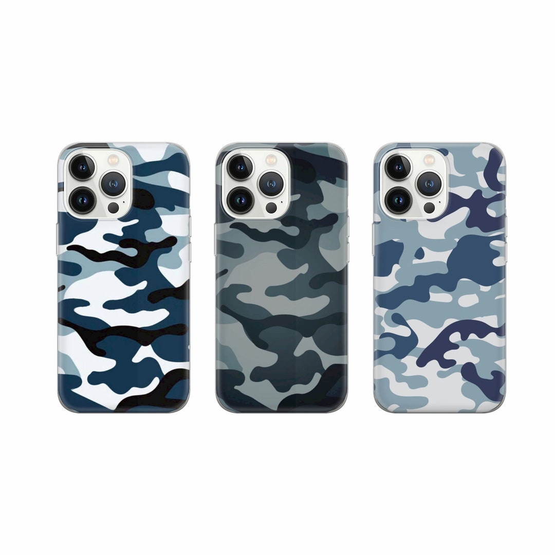 Blue Phone Case Camo Cover for iPhone 15pro, 14, 13, 12, 11, Google ...