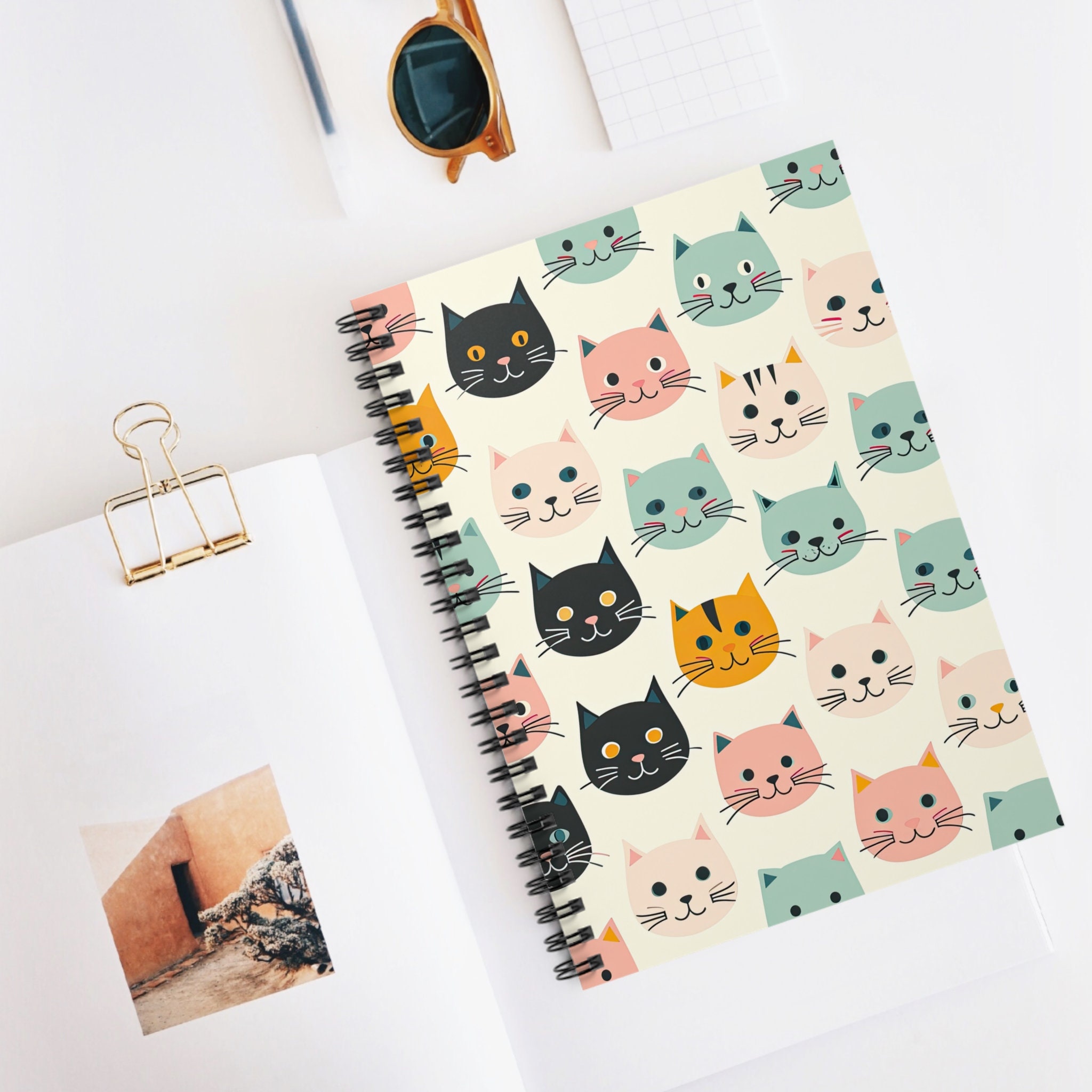 Cat Notebook Cat Spiral Notebook Lined Journal Cute Cat Lover Kitty ...