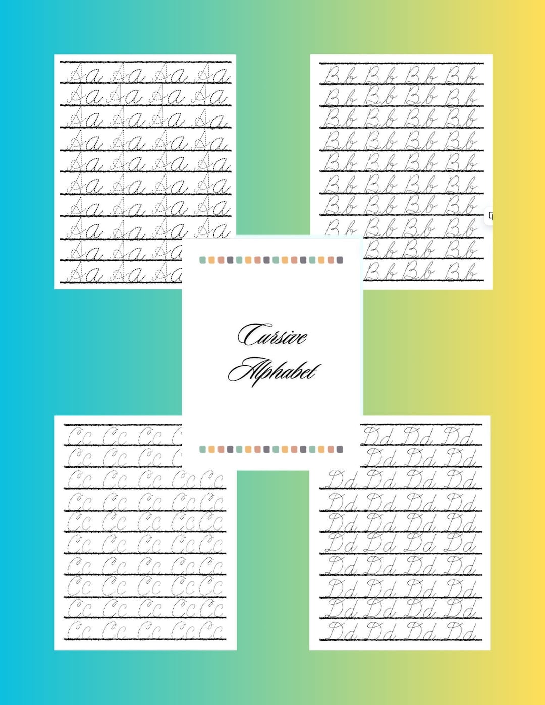 Printable Traceable Cursive Alphabet and Words - Etsy