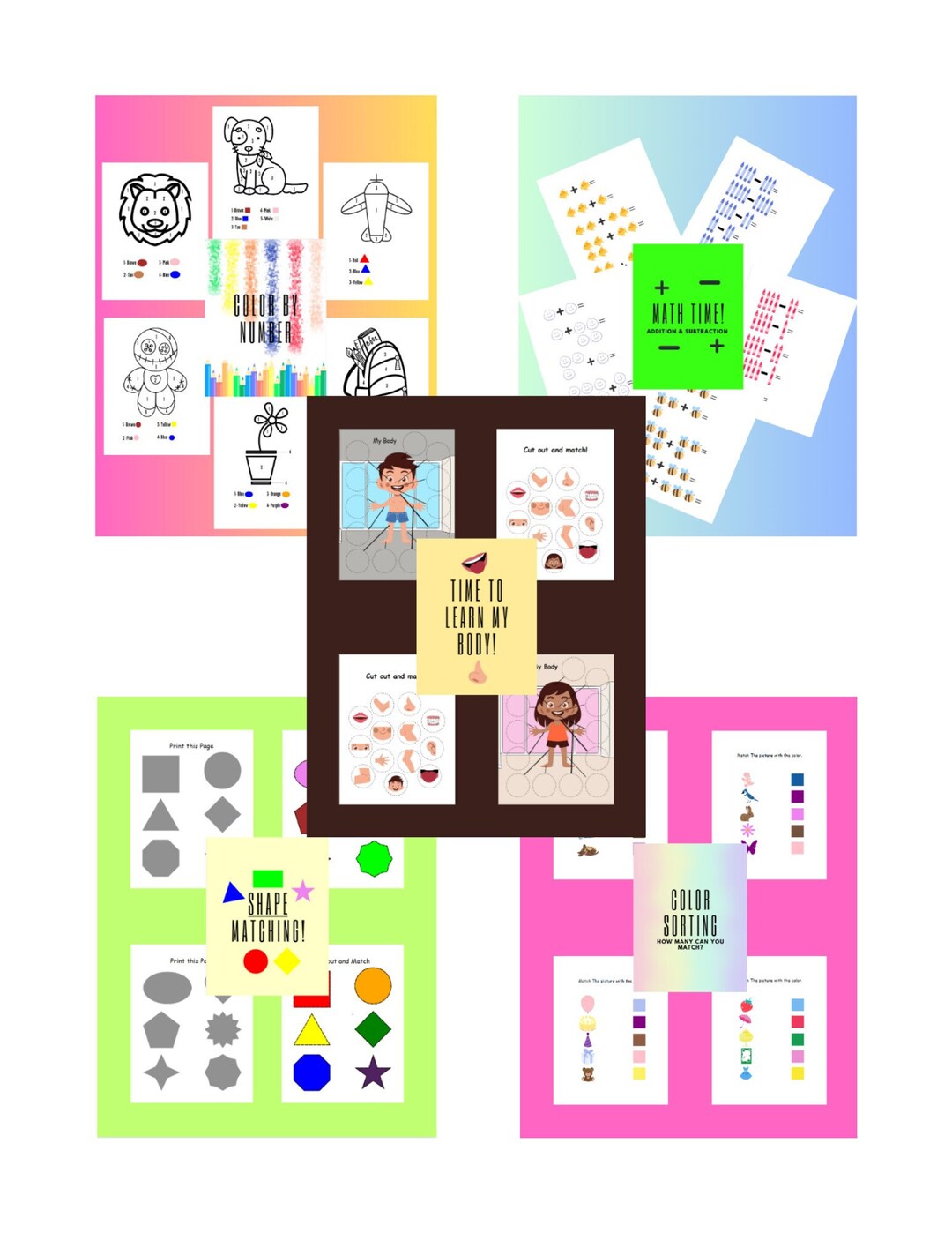 Pre-k and Kindergarten Pintables, Educational Worksheets, Math, Color ...