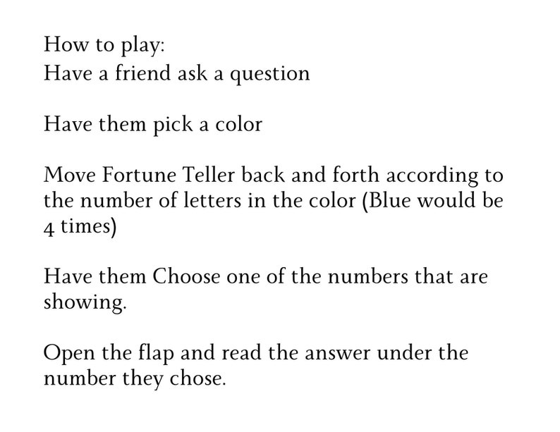 Printable Fortune Teller Pattern - Etsy