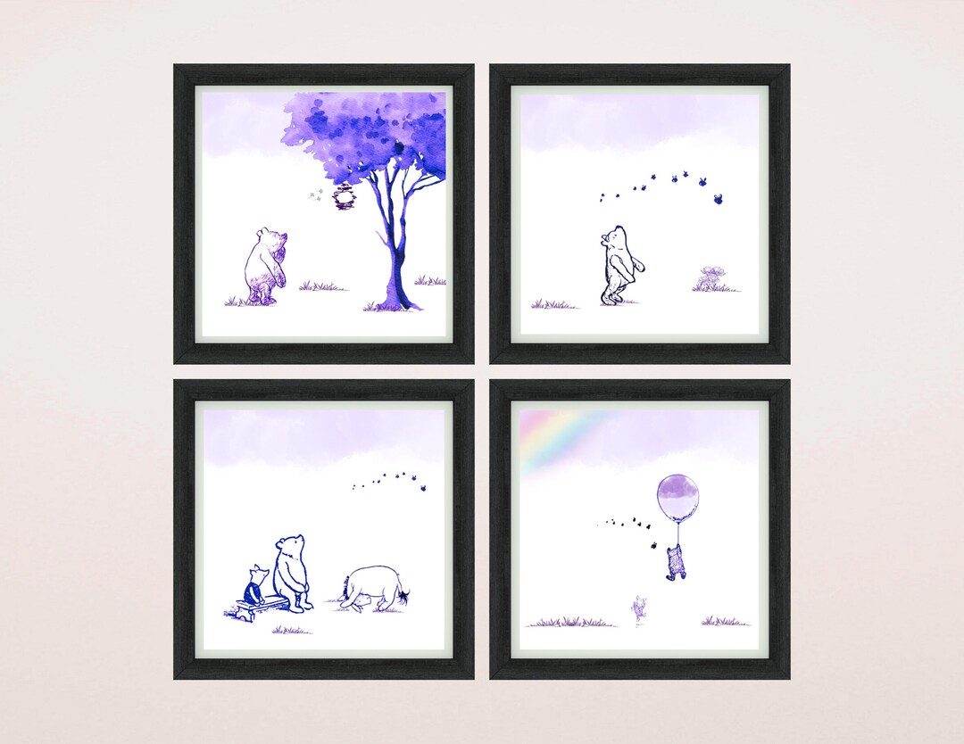 Retro Pooh Wall Art, Retro Winnie the Pooh Wall Art, Unique Winnie the ...