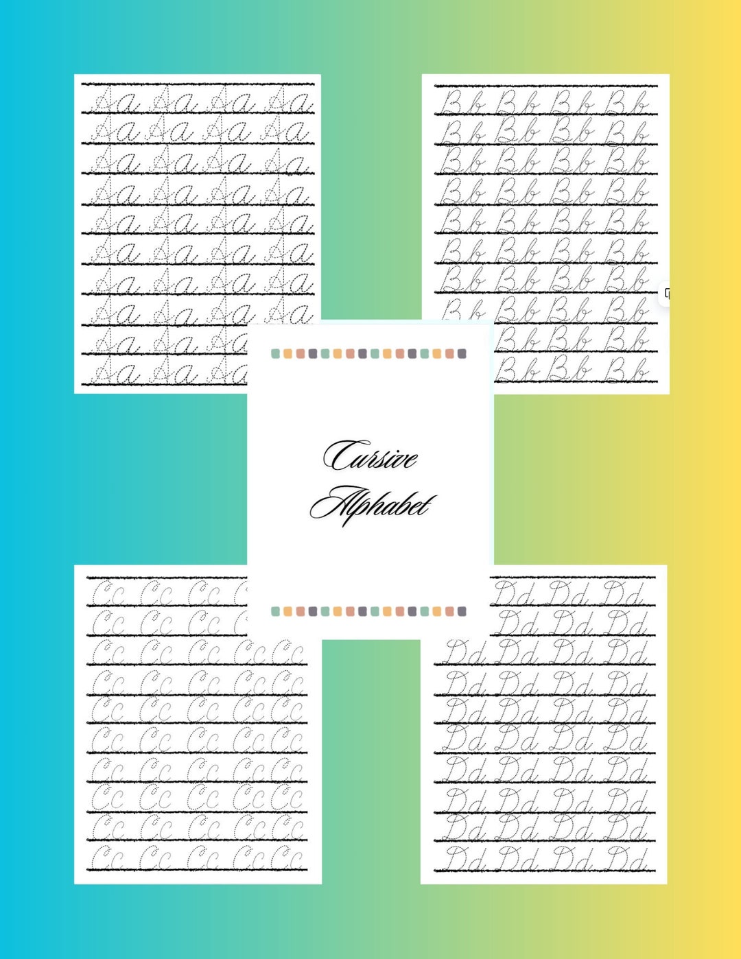Printable Traceable Cursive Alphabet and Words - Etsy