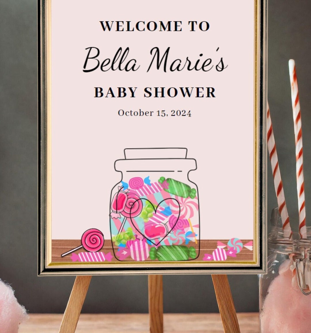 Baby Shower Sweet Candy Poster/ Sign for a Girl Printable Digital - Etsy