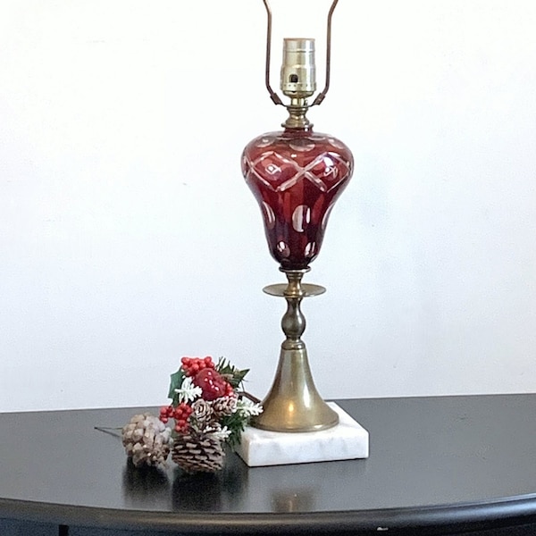Red Glass Lamp - Etsy