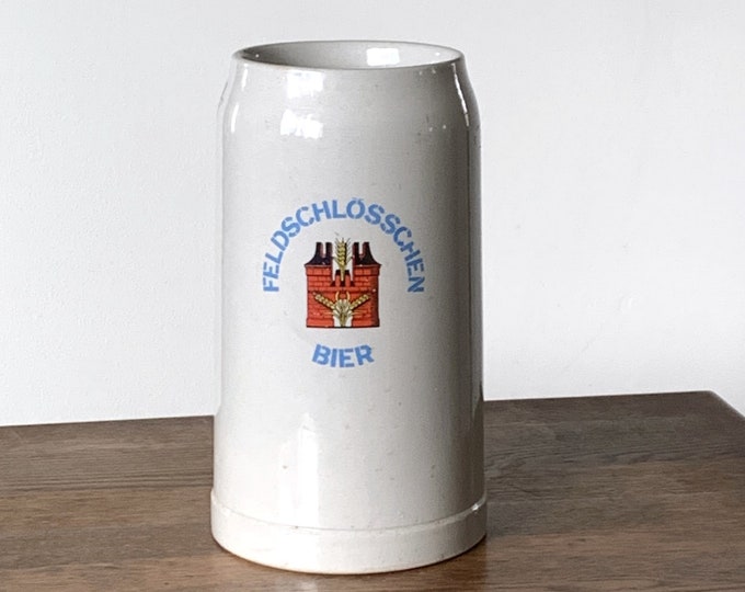 Swiss Stoneware Beer Mug, Feldschlosschen Bier, 1 Liter Stein ...