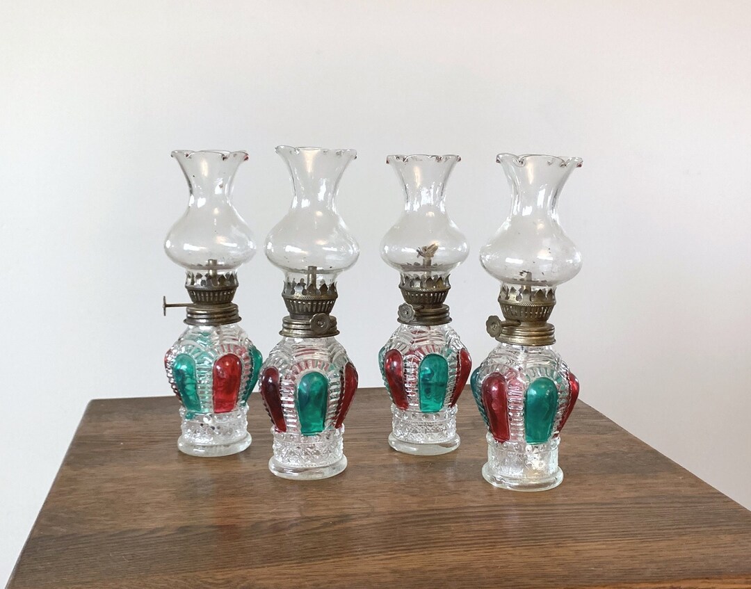 4 Multi-colored Kerosene Oil Lamps, Made in Hong Kong, 8 - Etsy