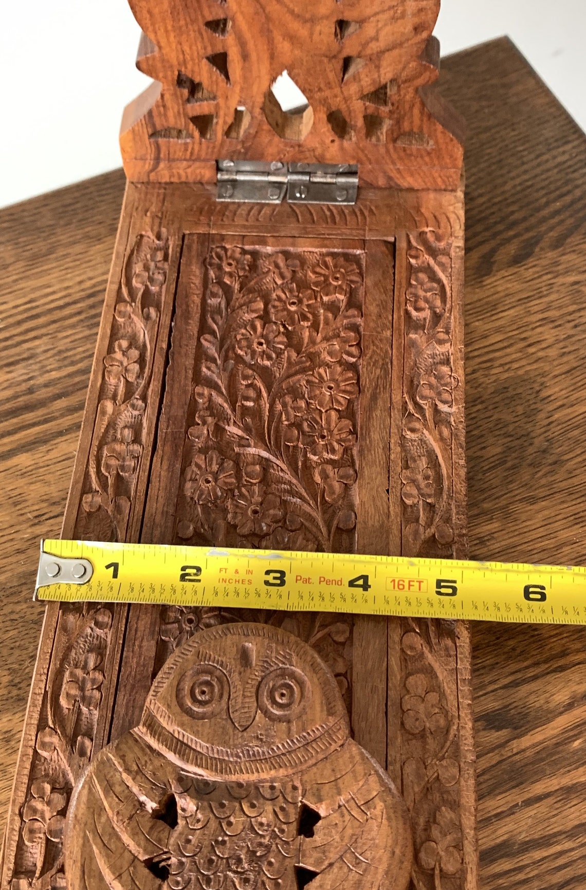 Wood Carved Owl Expandable Book Holder Vintage Folding Wooden - Etsy