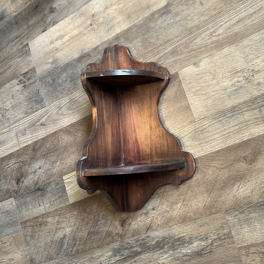 Wood Corner Wall Shelf, 2 Tier, Vintage Rustic Home Decor - Etsy