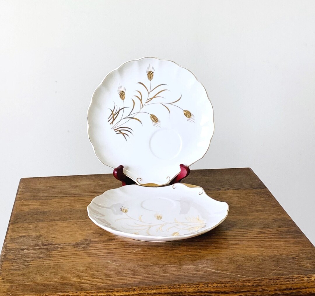 Lefton China Snack Plates Gold Wheat Pattern, Set of 2 - Etsy