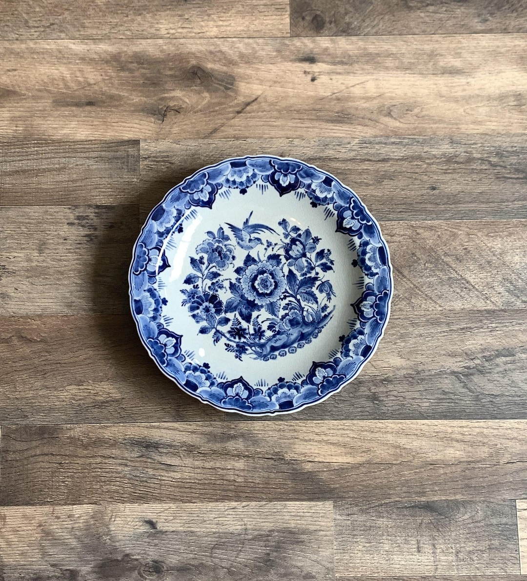 Royal Delft Blue Plate Birds & Flowers, 300 Year Anniversary 1653-1953 ...