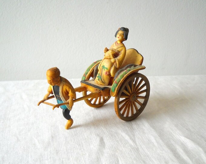 Vintage Wood Rickshaw Plastic Doll Toy Geisha Japan Oriental RARE - Etsy
