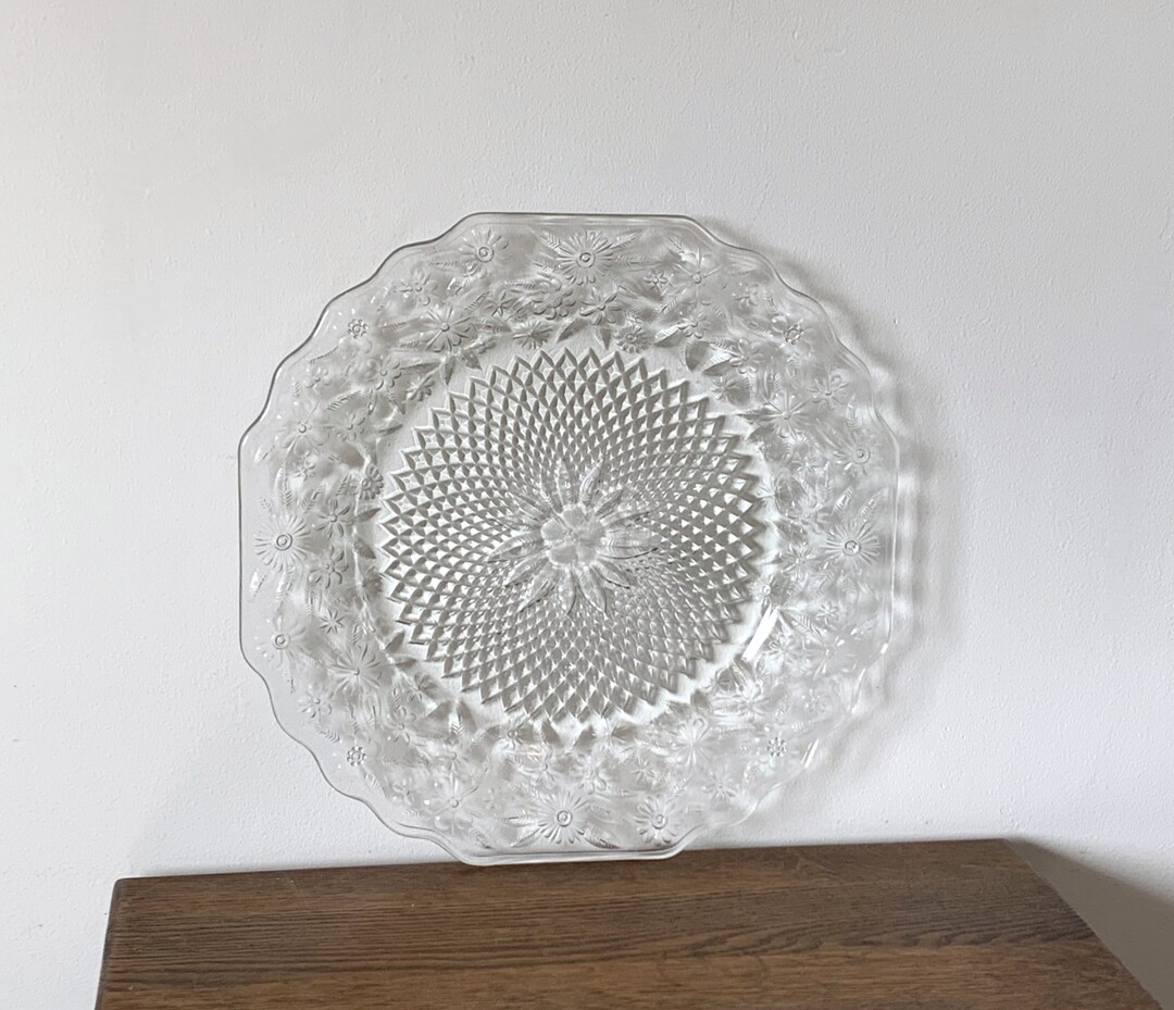 Indiana Glass Sandwich Plate, Pineapple & Floral Pattern, 11 1/2" Tray ...