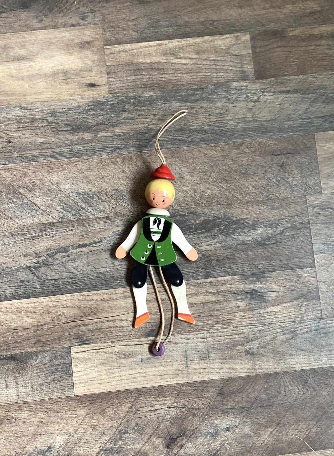 Sevi Italy Wooden Pull String Puppet, Jumping Jack Wood Toy Marionette ...