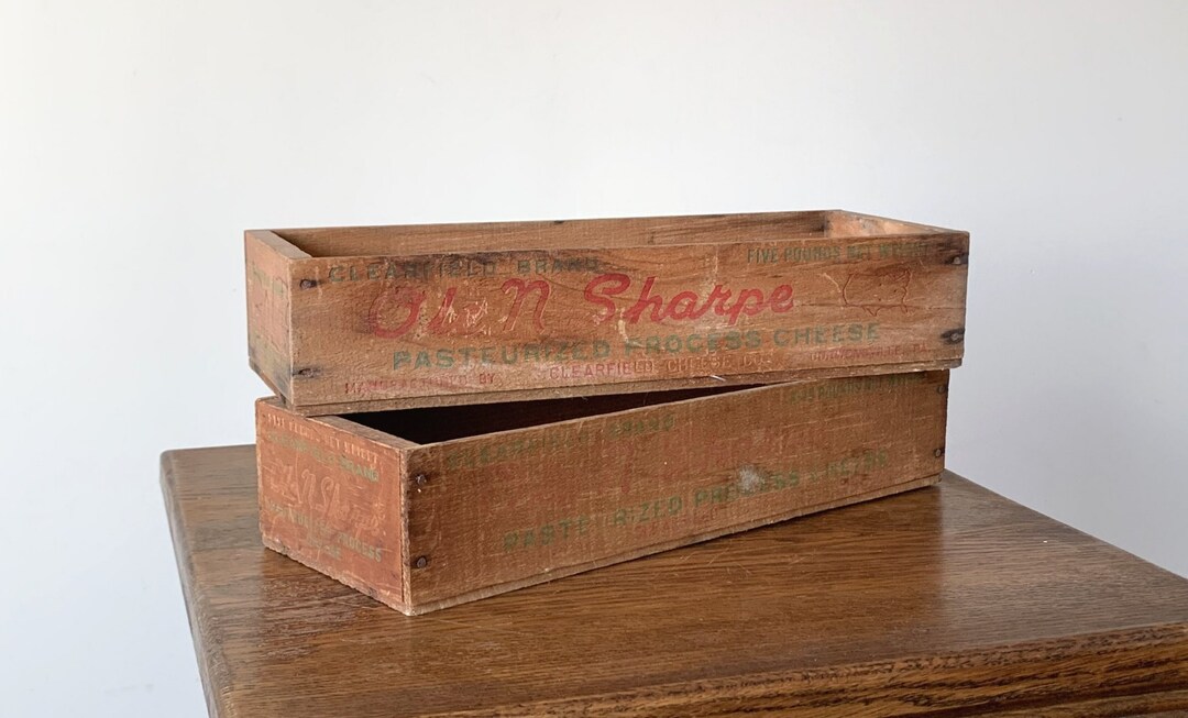 Wood Cheese Boxes, 2 Vintage Ole N Sharpe Wood Box Small Storage ...