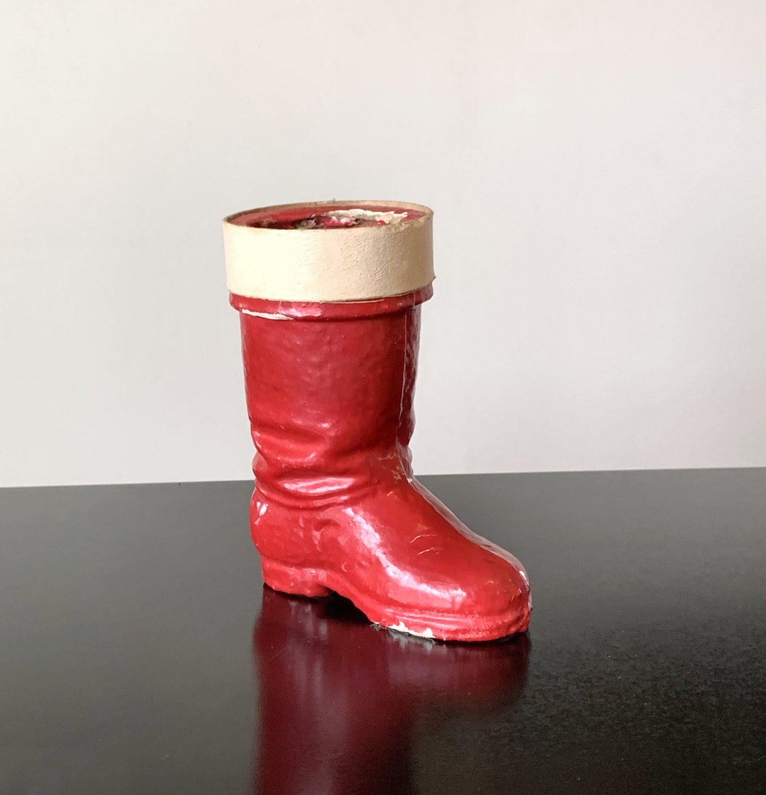 Large Paper Mache Santa Boot, Vintage Candy Container, Mid Century ...