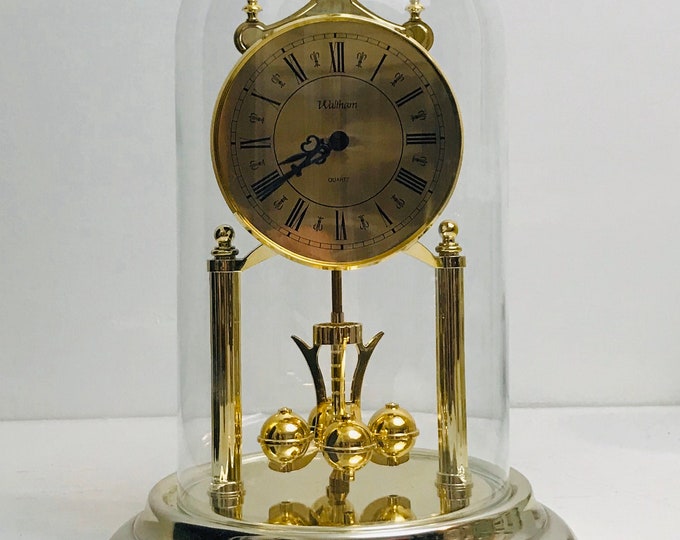 Waltham Anniversary Clock, 1980's Battery Operated Brass Plated Metal ...