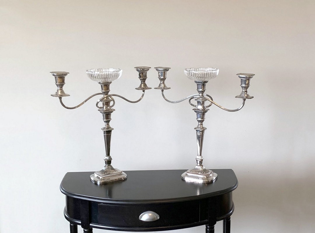 Antique Silver on Copper Candelabras, Ellis Barker England Hallmark ...