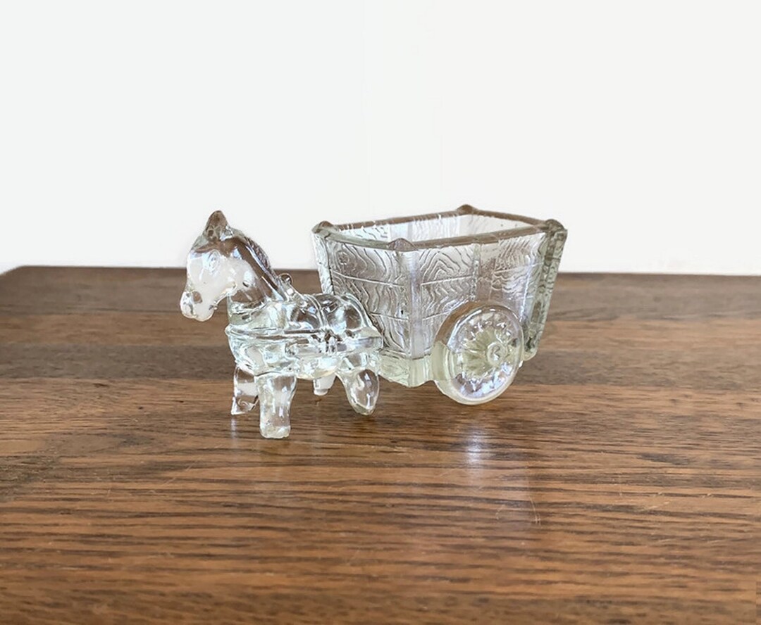 Vintage Glass Donkey & Cart Toothpick Holder - Etsy