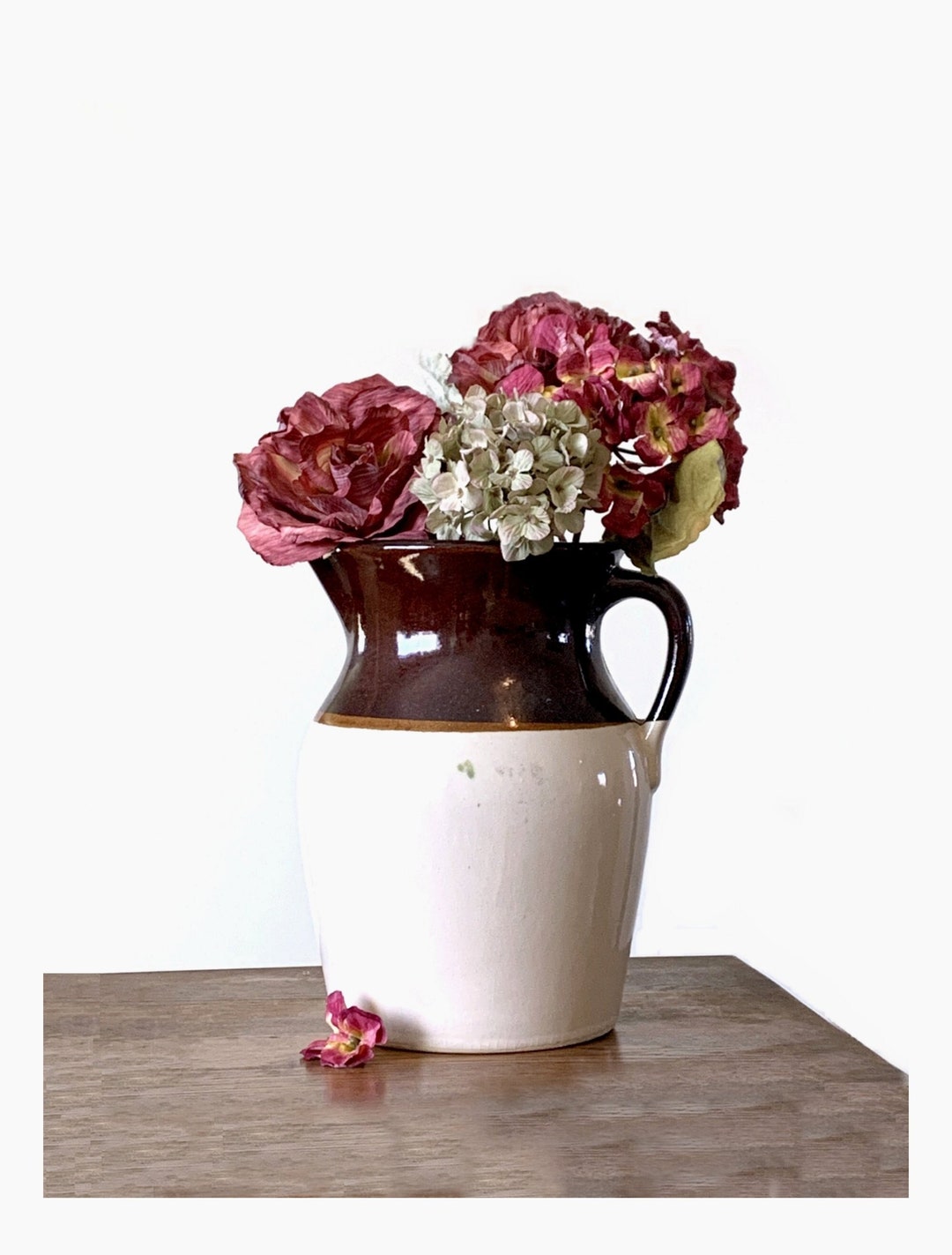 Large Stoneware Pottery Pitcher, Rustic Farmhouse Decor - Etsy