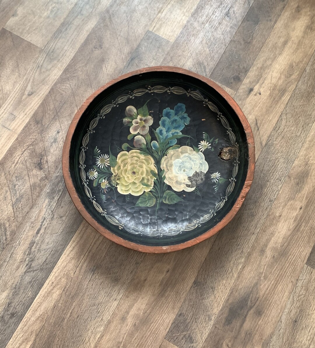 Mexican Batea Handpainted Wood Bowl 17" - Etsy