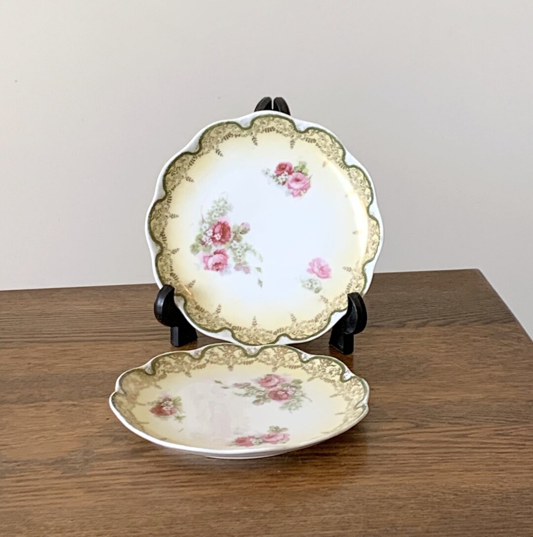 Adolf Persch AP Austria Bread Plates, Pink & Red Roses - Etsy
