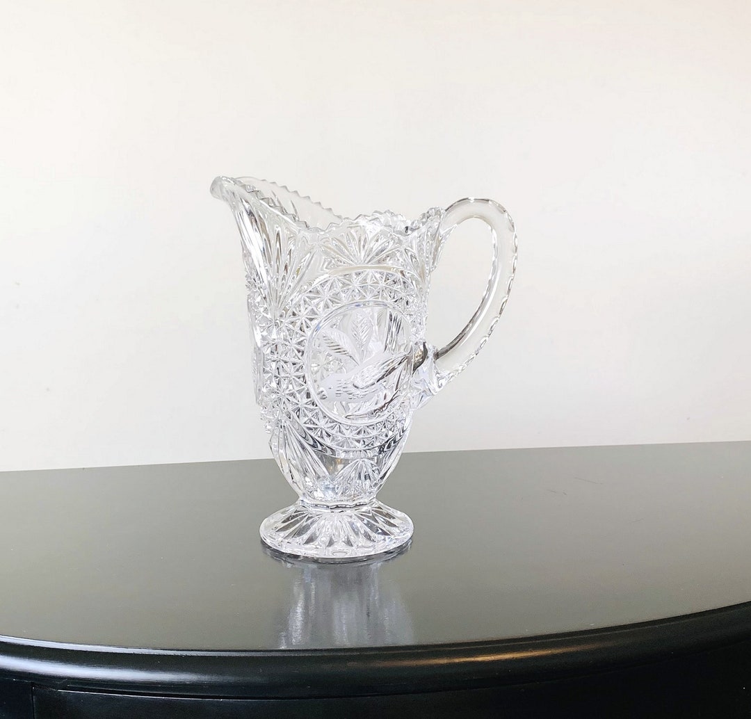 Hofbauer Crystal Byrdes Water Pitcher, Press Cut Glass Bird, Vintage ...