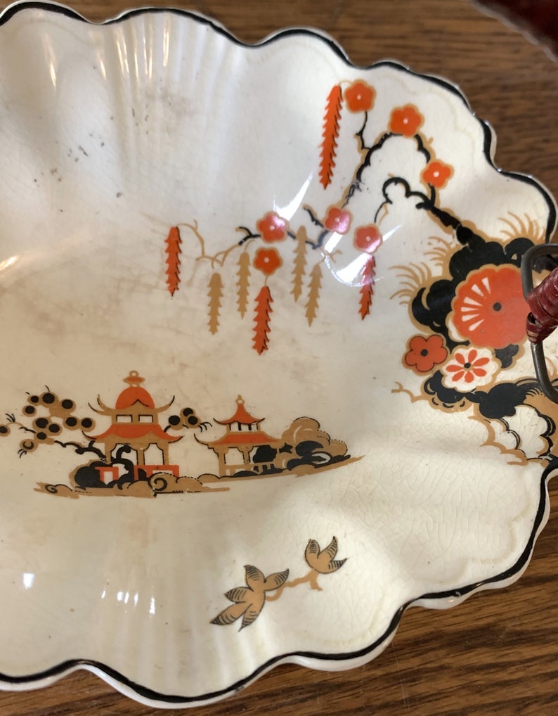 Wedgwood Candy Dish Pagoda Pattern W/ Rattan Wrapped Handle - Etsy