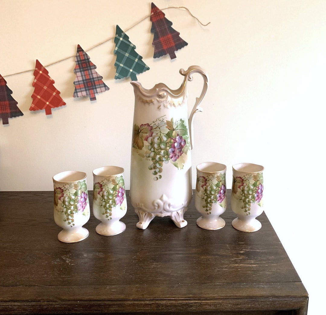 Vintage Ceramic Lemonade Set, Pitcher With 4 Cups - Etsy