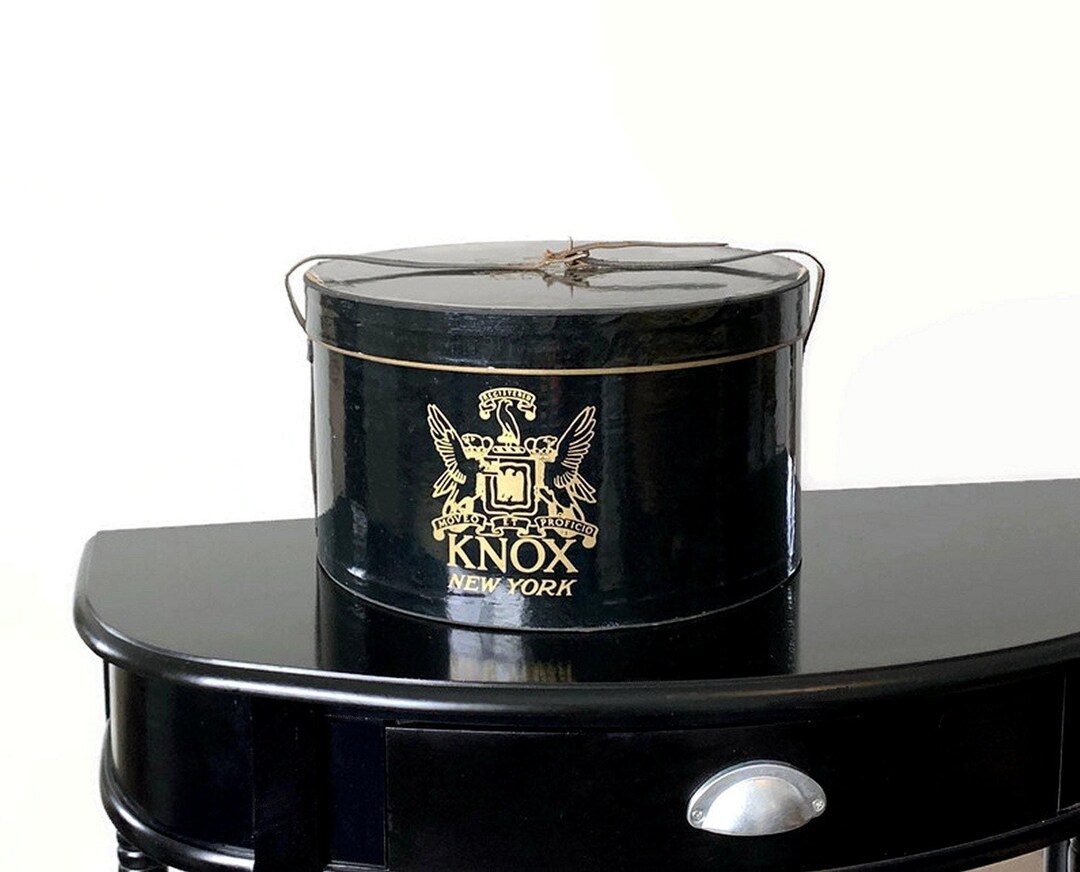 Knox New York Hat Box W/ Leather Strap Handle, Vintage Millinery, Large ...