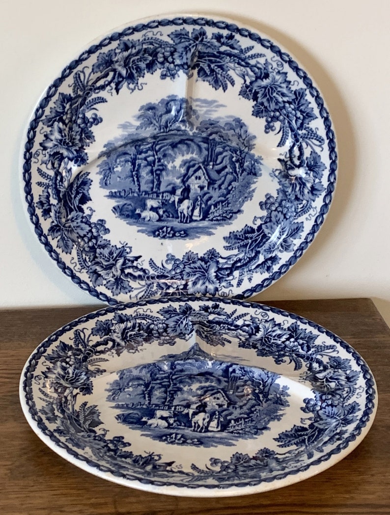Booth's British Scenery Blue Grill Plates Set of 2 - Etsy