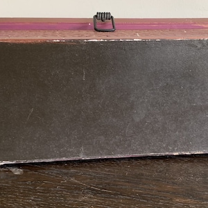 Vintage Woven Front Hinged Storage Box, Plum & Gold Paint, Footed W/ 3 ...