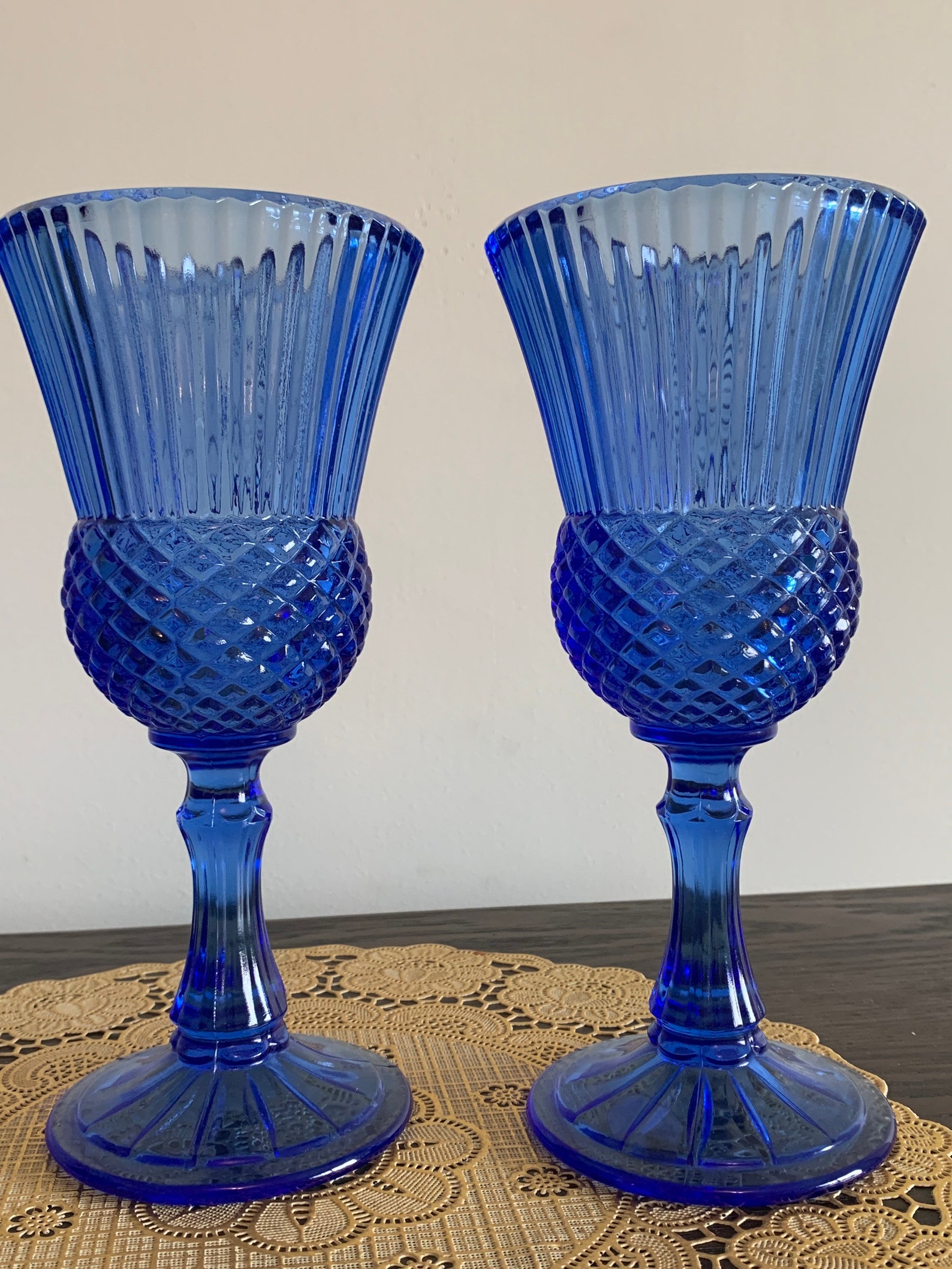 Avon Fostoria Blue Goblets & Creamer George Washington and | Etsy