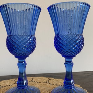 Avon Fostoria Blue Goblets & Creamer George Washington and | Etsy