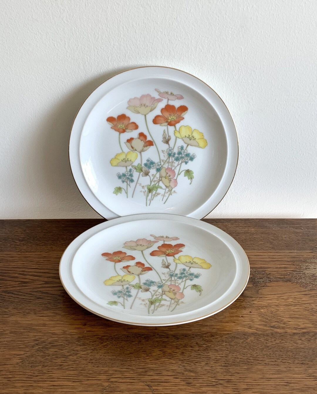 Painted Poppy Salad Plates, Set of 2, Fanci Florals Collection Japan - Etsy