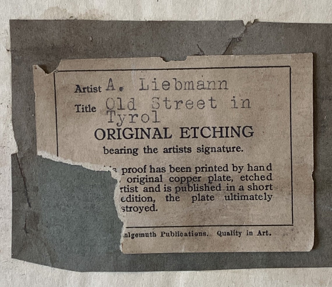 Color Etching Alexander Liebmann Old Wood Frame old | Etsy