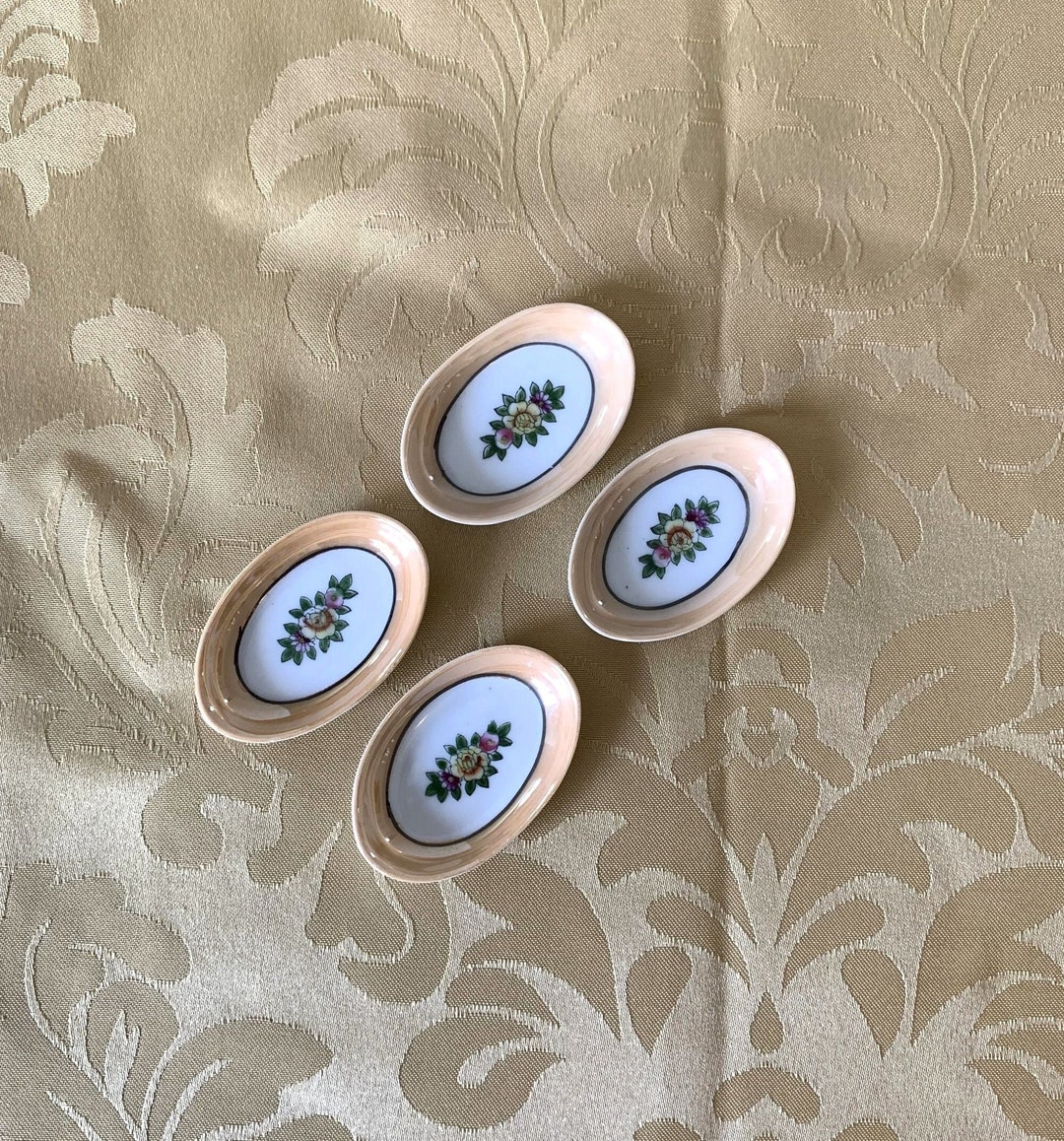 Noritake Morimura Orange Lusterware Salt Dips, Set of 4, Handpainted ...