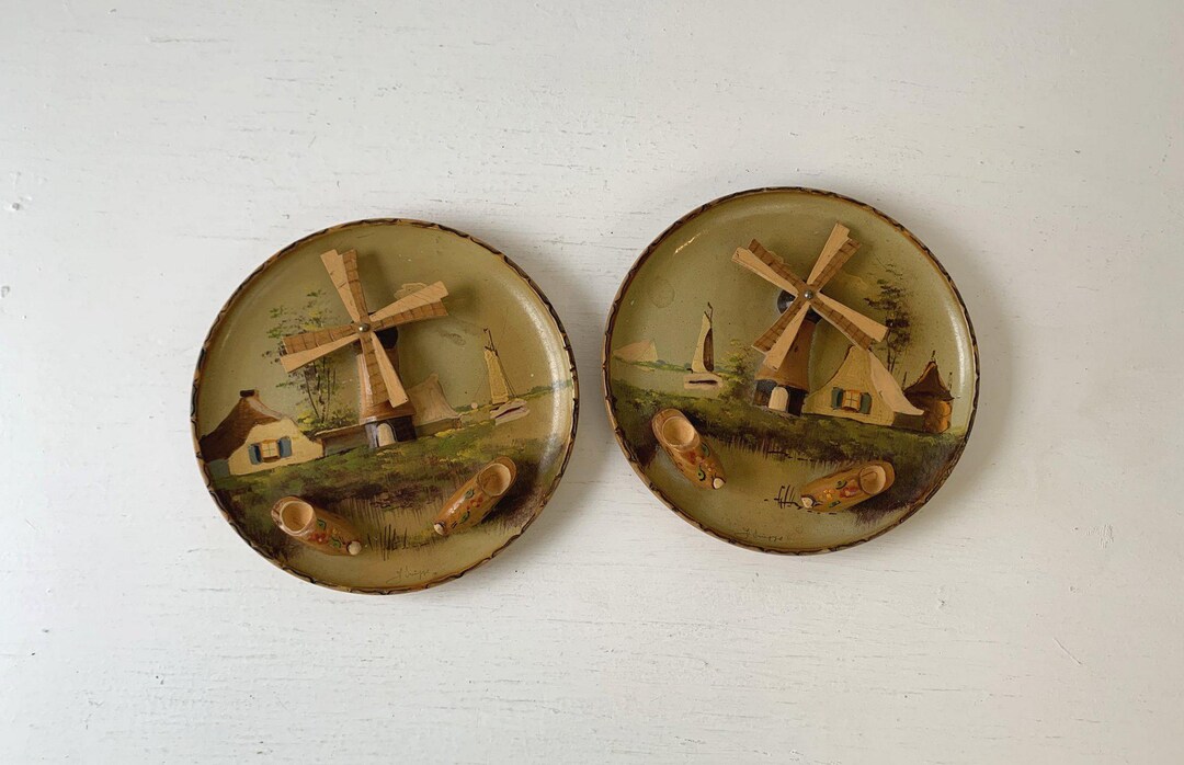 Wooden Dutch Windmill Plates W/ Spinning Blades, Set of 2 - Etsy