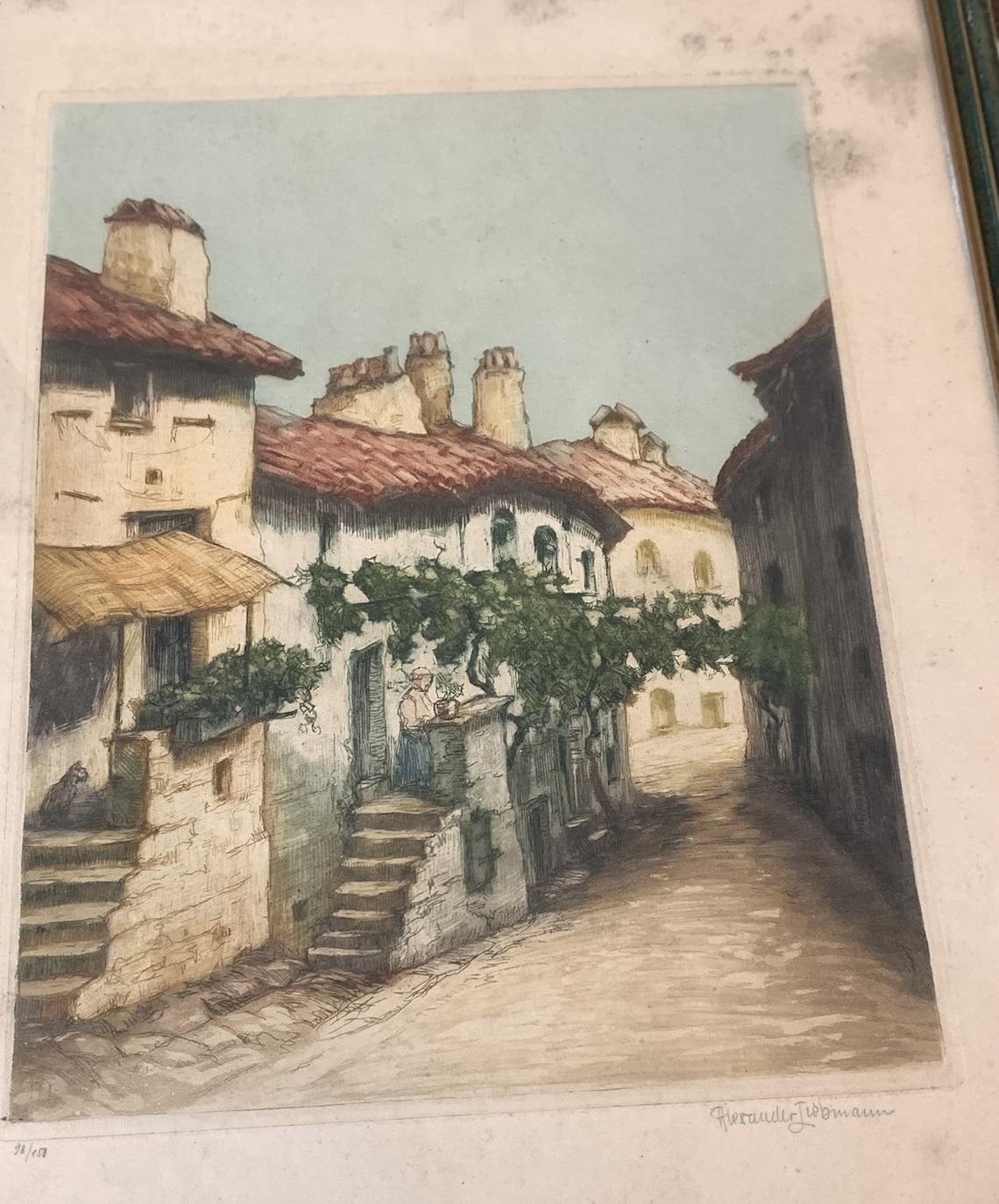 Color Etching Alexander Liebmann Old Wood Frame old | Etsy