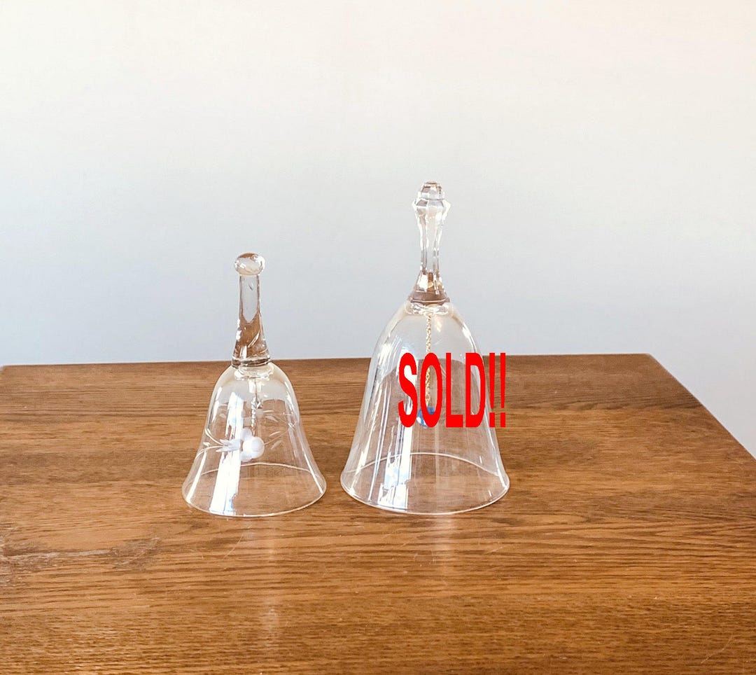 Vintage Clear Etched Glass Bell W/ White Bead Clapper, LAST ONE! - Etsy