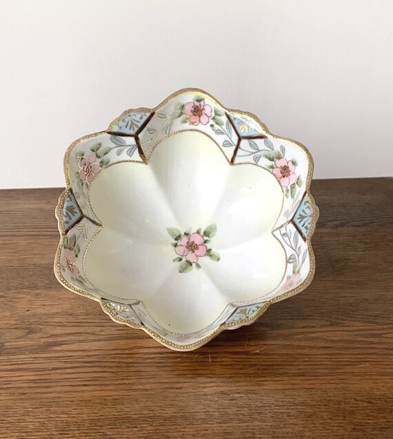 Nippon Footed Fruit Berry Bowl Bibi Mark Vintage Handpainted - Etsy