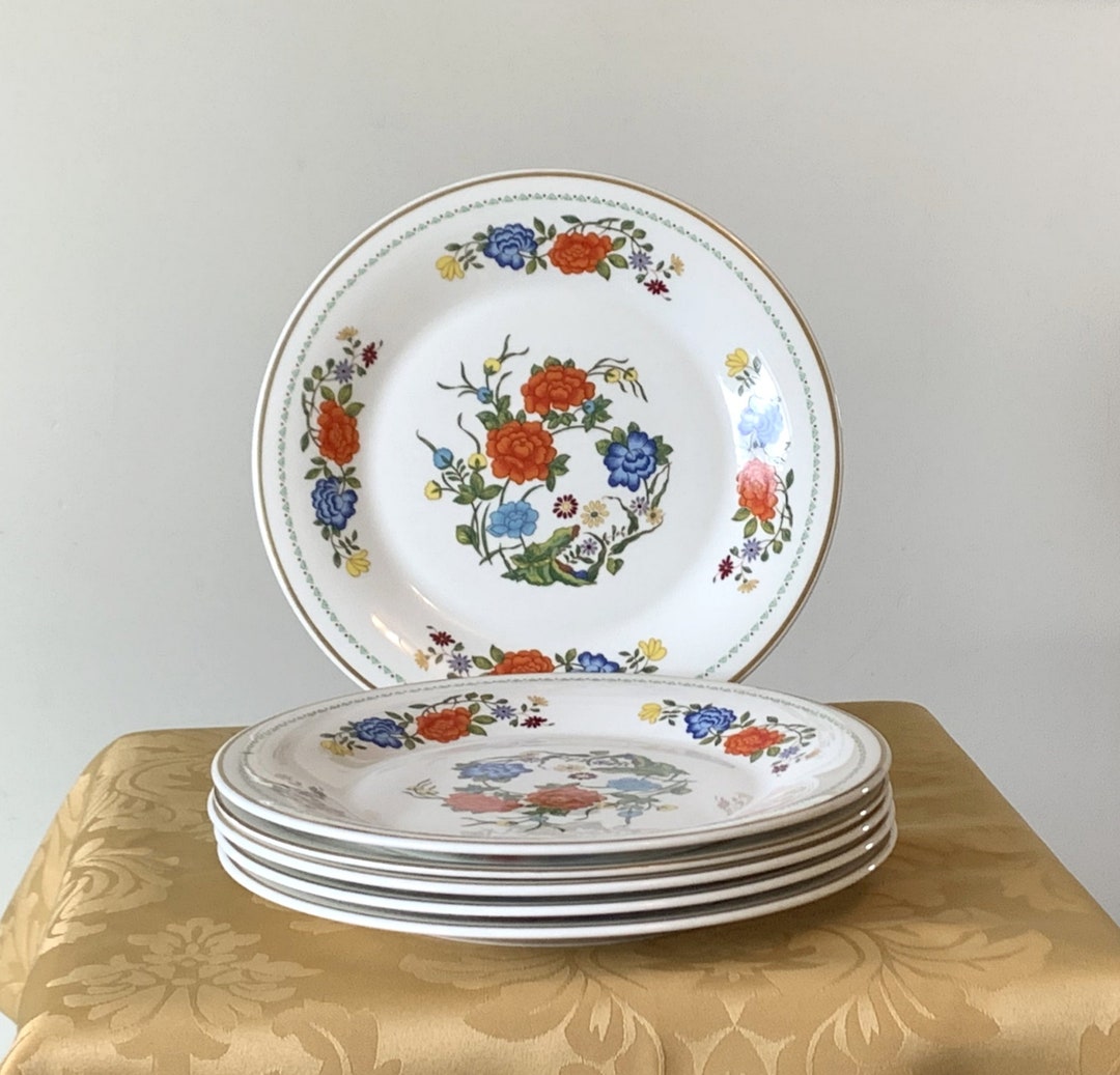 6 Aynsley Bone China Dinner Plates, Famille Rose Pattern, England - Etsy