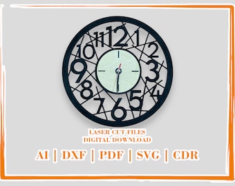 Clock Digital File for Laser and CNC 3mm Clock Ai Art Laser Cut Files ...